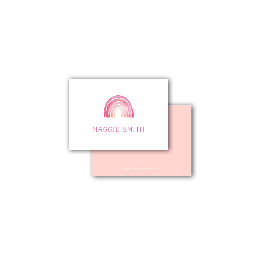 Pink Watercolor Rainbow Girls Calling Card Enclosure Gift Tag - Etsy