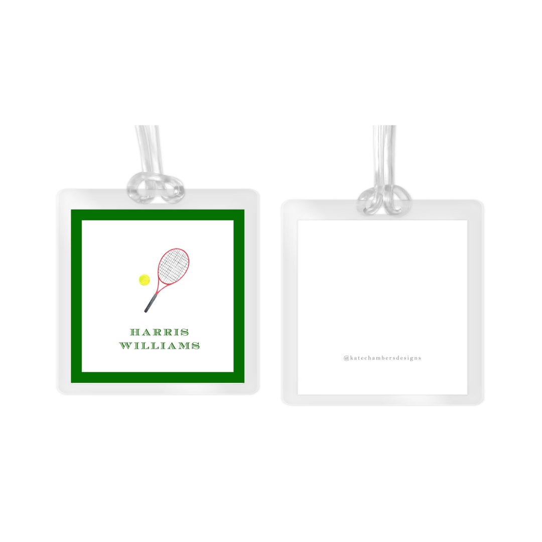 Laminated Bag Tag - Boys Tennis Green- by Kate Chambers Designs - Etsy