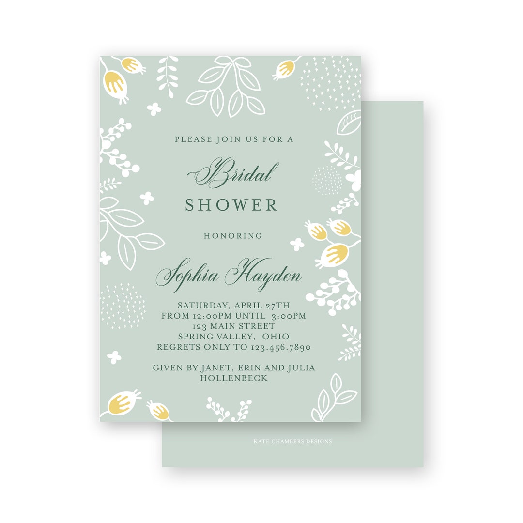 Mint Green Floral Garden Border Bridesmaid Luncheon/ Bridal Shower ...