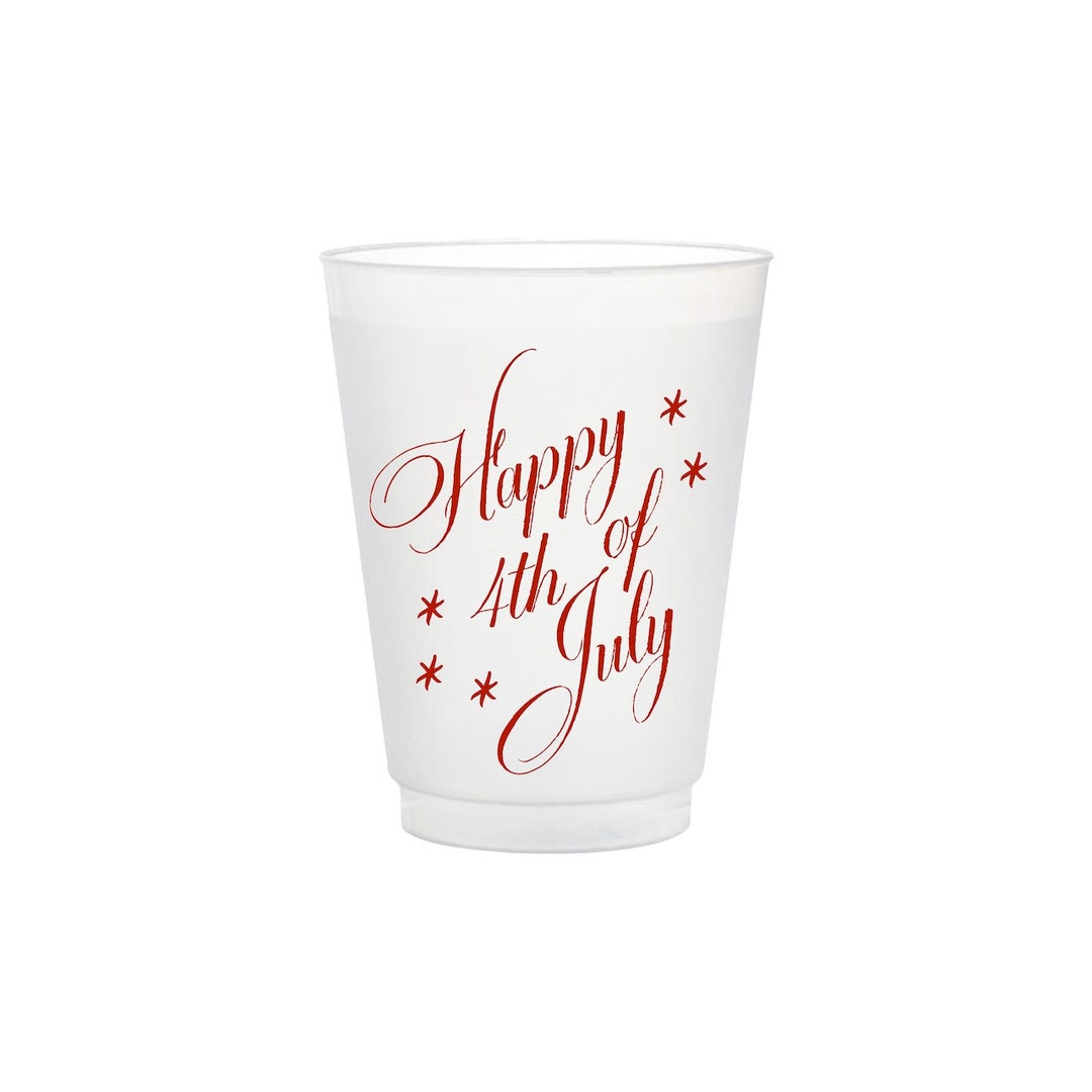 Happy 4th of July Script & Stars Red Printed 16 Oz Frosted Cups - by ...