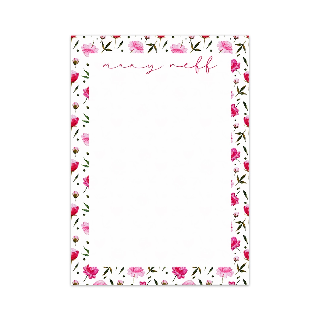 Custom Notepad - Women's Bold Hot Pink Floral - by Kate Chambers ...