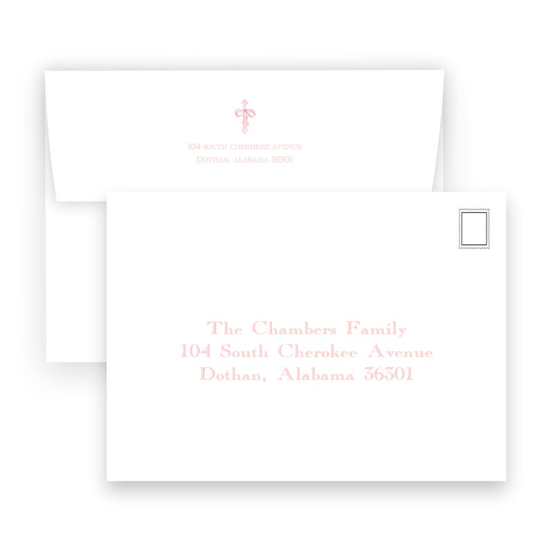 Baptism Dedication Invitation - Watercolor Pink Cross With Bow Ribbon ...