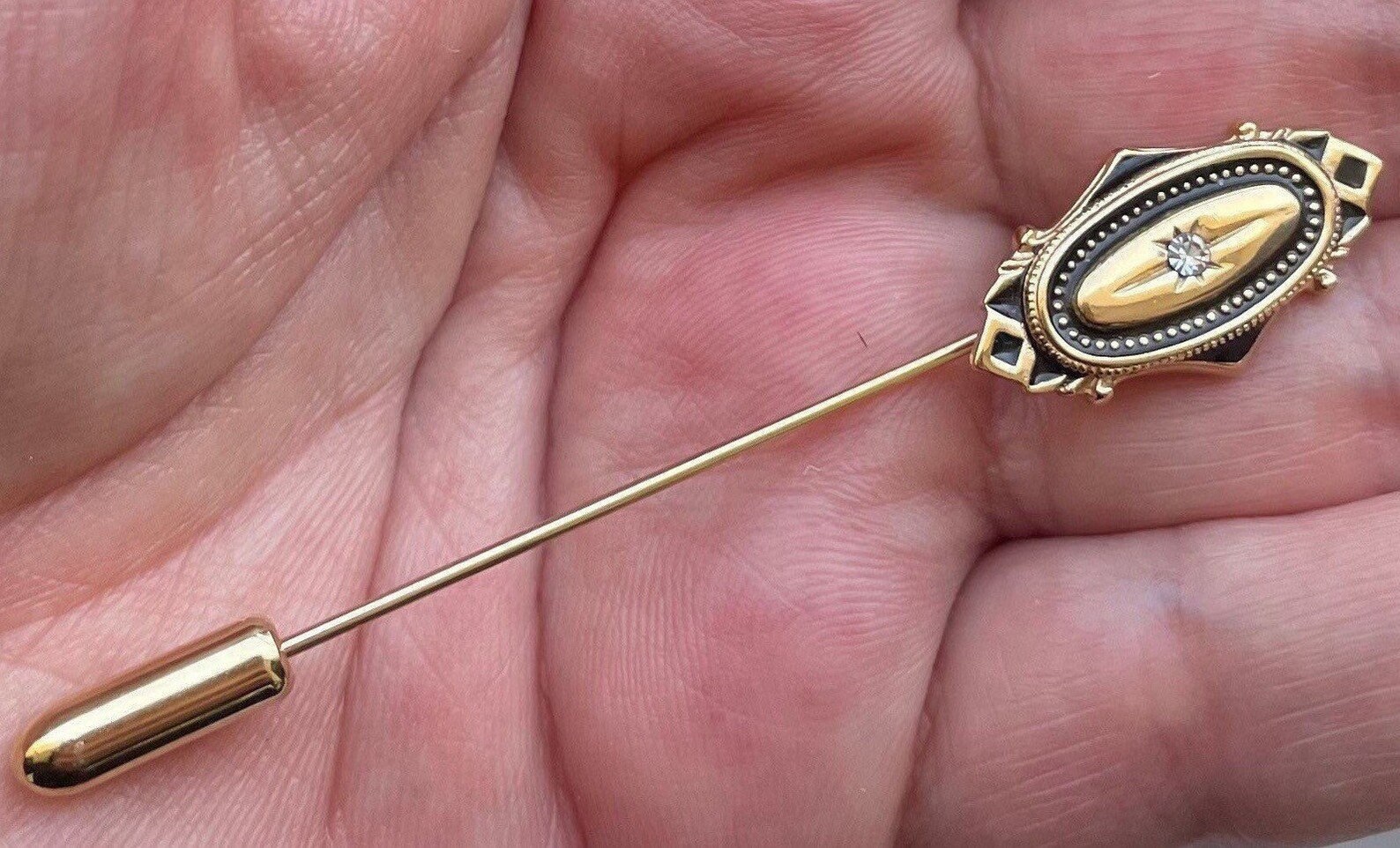 Vintage Avon Stick Pin, Black and Gold Enamel Victorian Style Pin - Etsy
