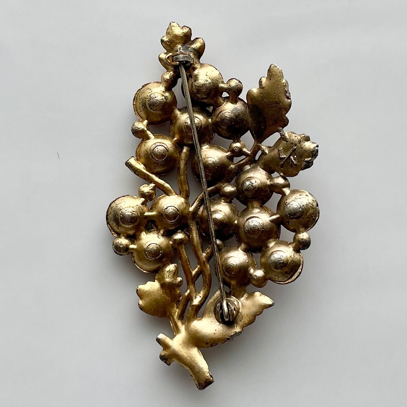 Vintage Little Nemo Gold Tone Red Rhinestone Flower Brooch, Holiday Pin ...