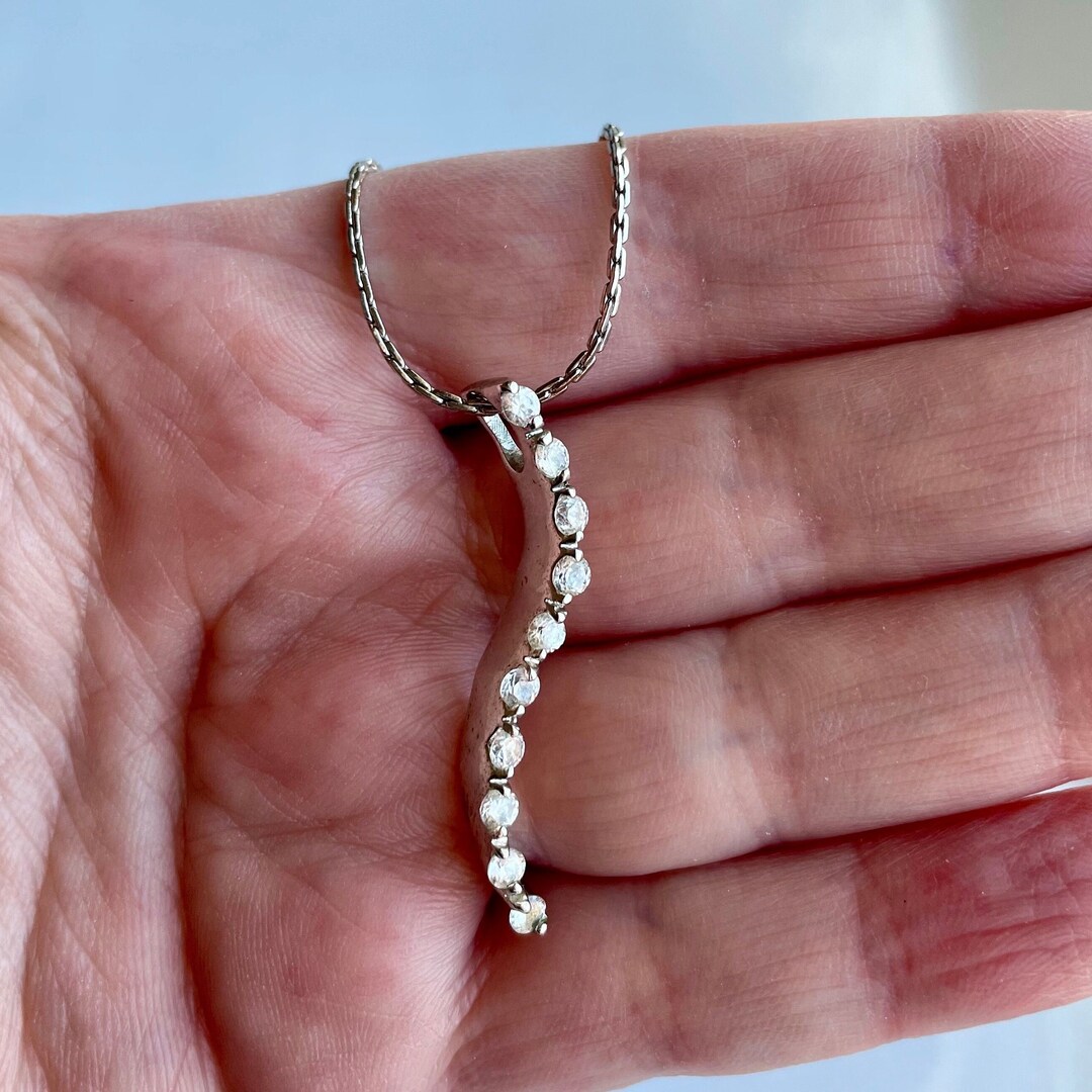 Vintage Avon Silver Tone Rhinestone Pendant Necklace - Etsy