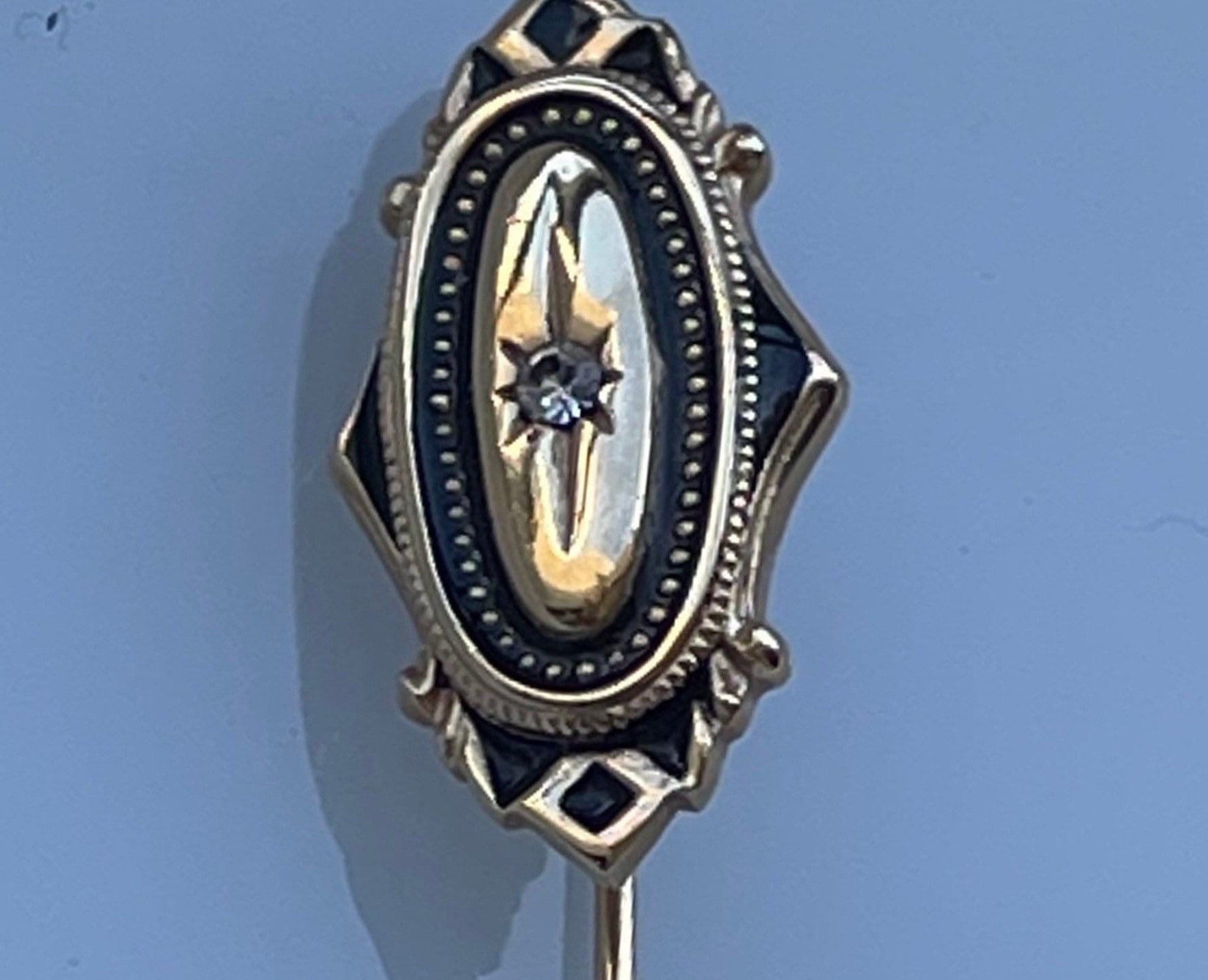 Vintage Avon Stick Pin, Black and Gold Enamel Victorian Style Pin - Etsy