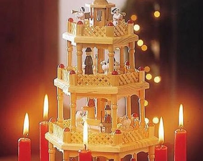 Larger 4 Tier German Inspired Christmas Nativity Carousel With Candles ...