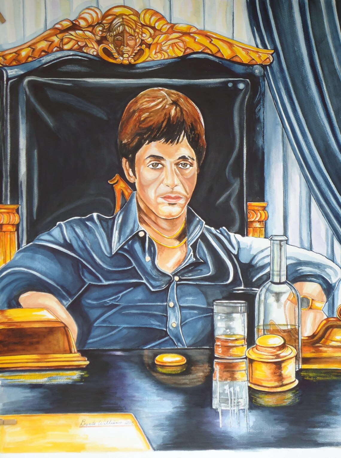 Large Al Pacino in Scarface Original Watercolor Painting Ships | Etsy