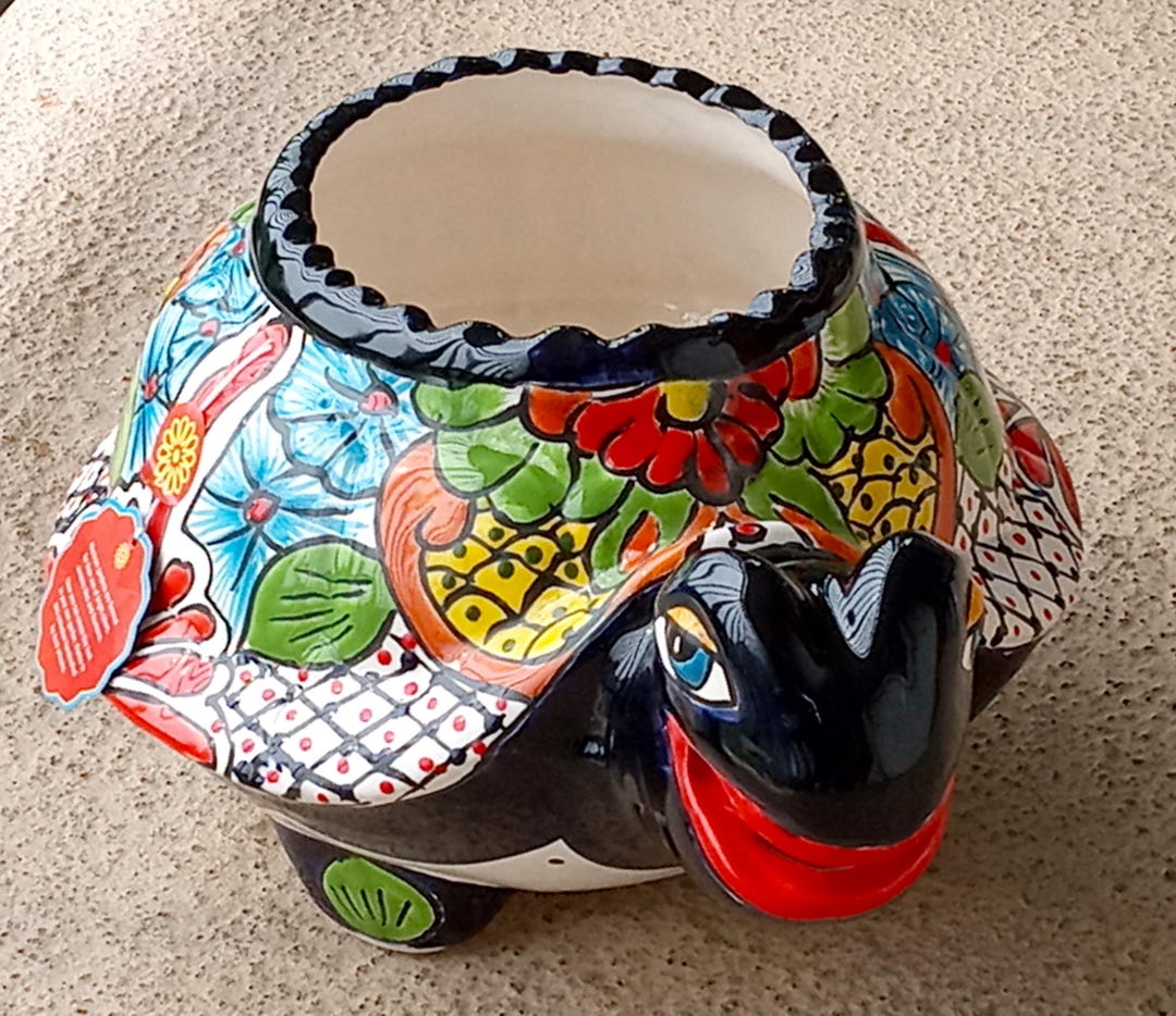 Authentic Talavera Clay Pottery Turtle Flowerpot Ships With Insurance ...