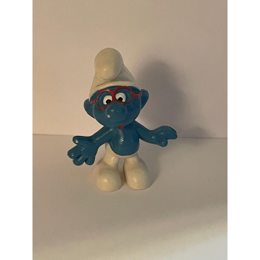 Smurf Brainy Vintage Figure PVC Schleich - Etsy