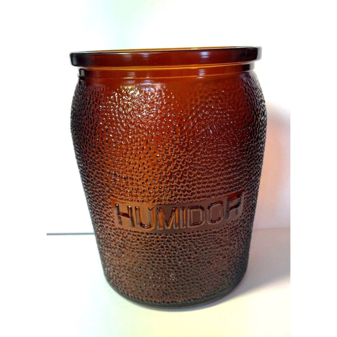 Dun-rite Wood Humidor Amber Glass Textured Jar Missing Lid. Clean,nice ...