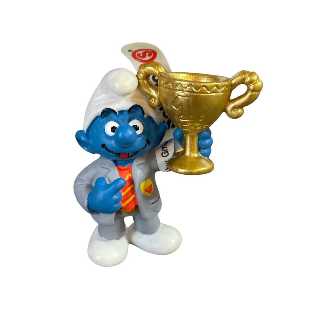 Vintage Smurfs Schleich Soccer Trophy Smurf Figure NWT - Etsy