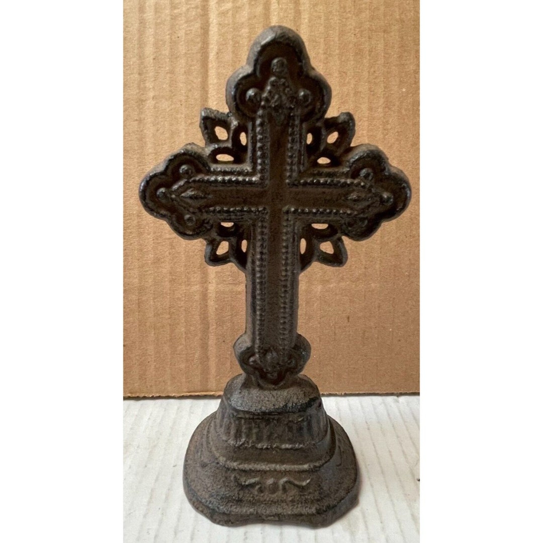 Vintage Desk/table Cross Crucifix Freestanding Cast Metal Catholic 6.5 ...