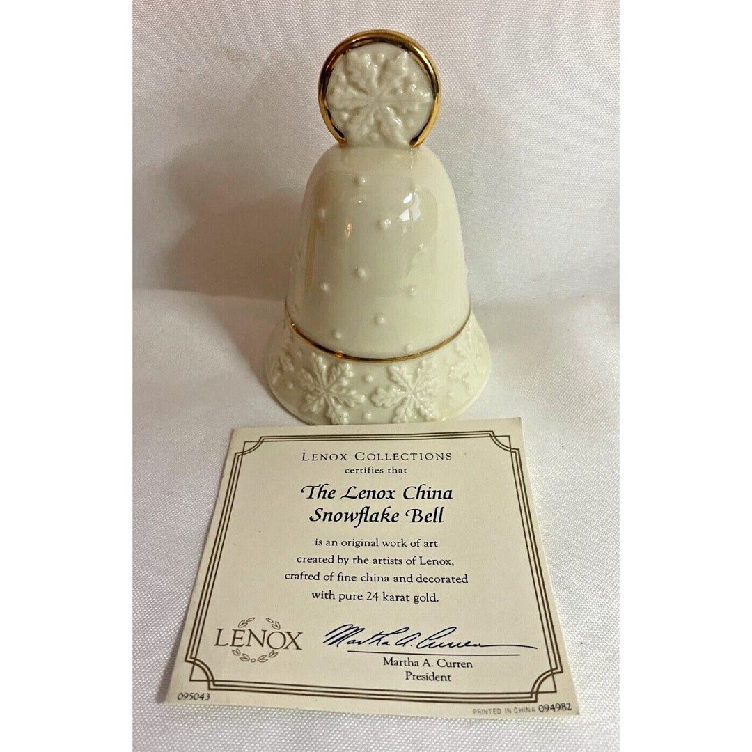 LENOX Handcrafted Christmas Bell Snowflake Ivory Porcelain Gold Trim - Etsy