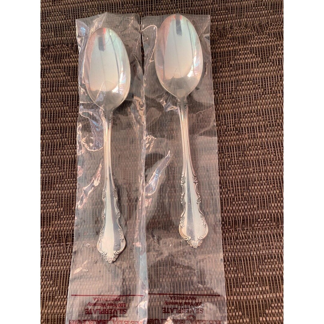 Reed & Barton Silverplate Dresden Rose 2 Oval Soup Spoons 6 5/8" in ...
