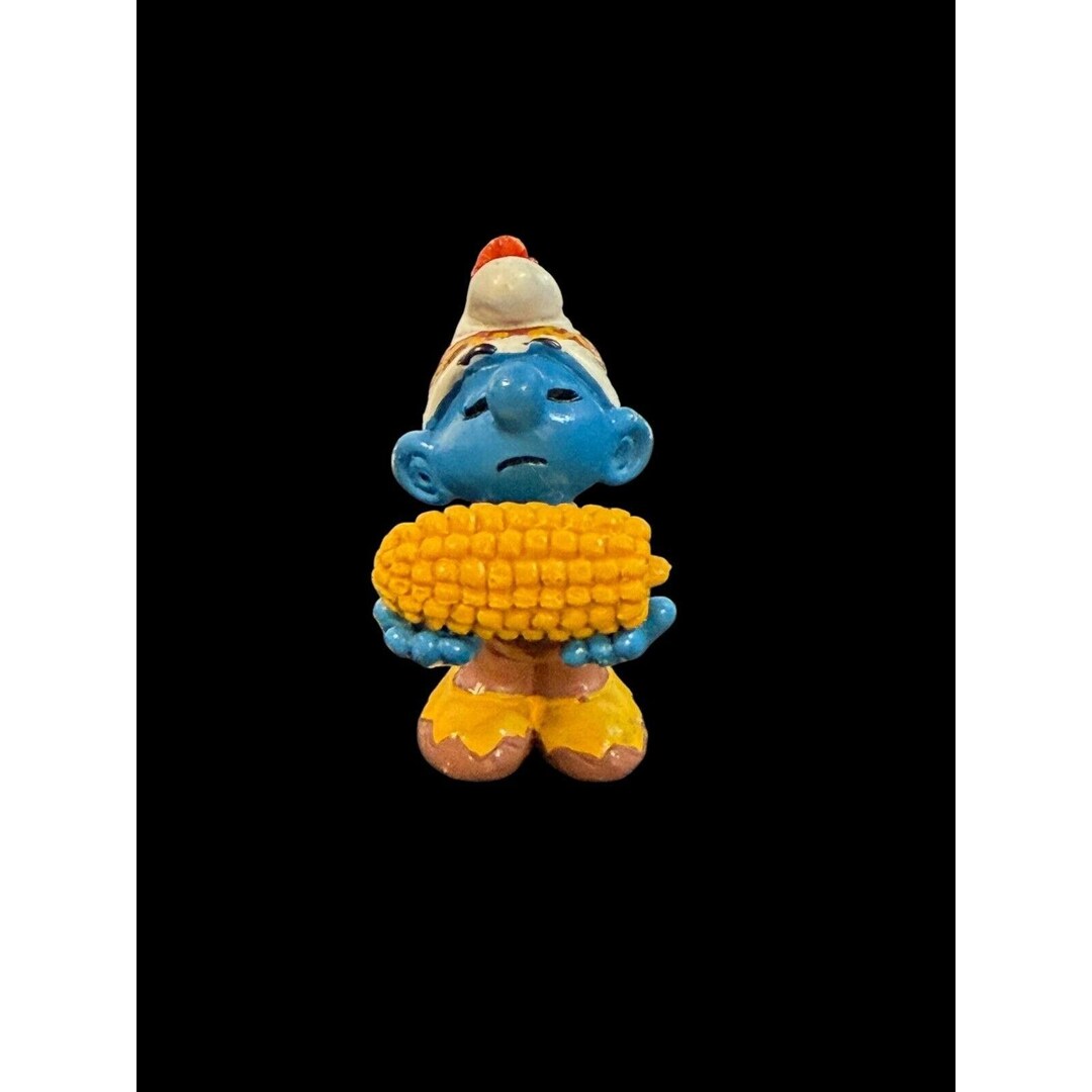 Smurfs Smurf Indian Native American Holding Corn Pvc Figure 1980'S ...