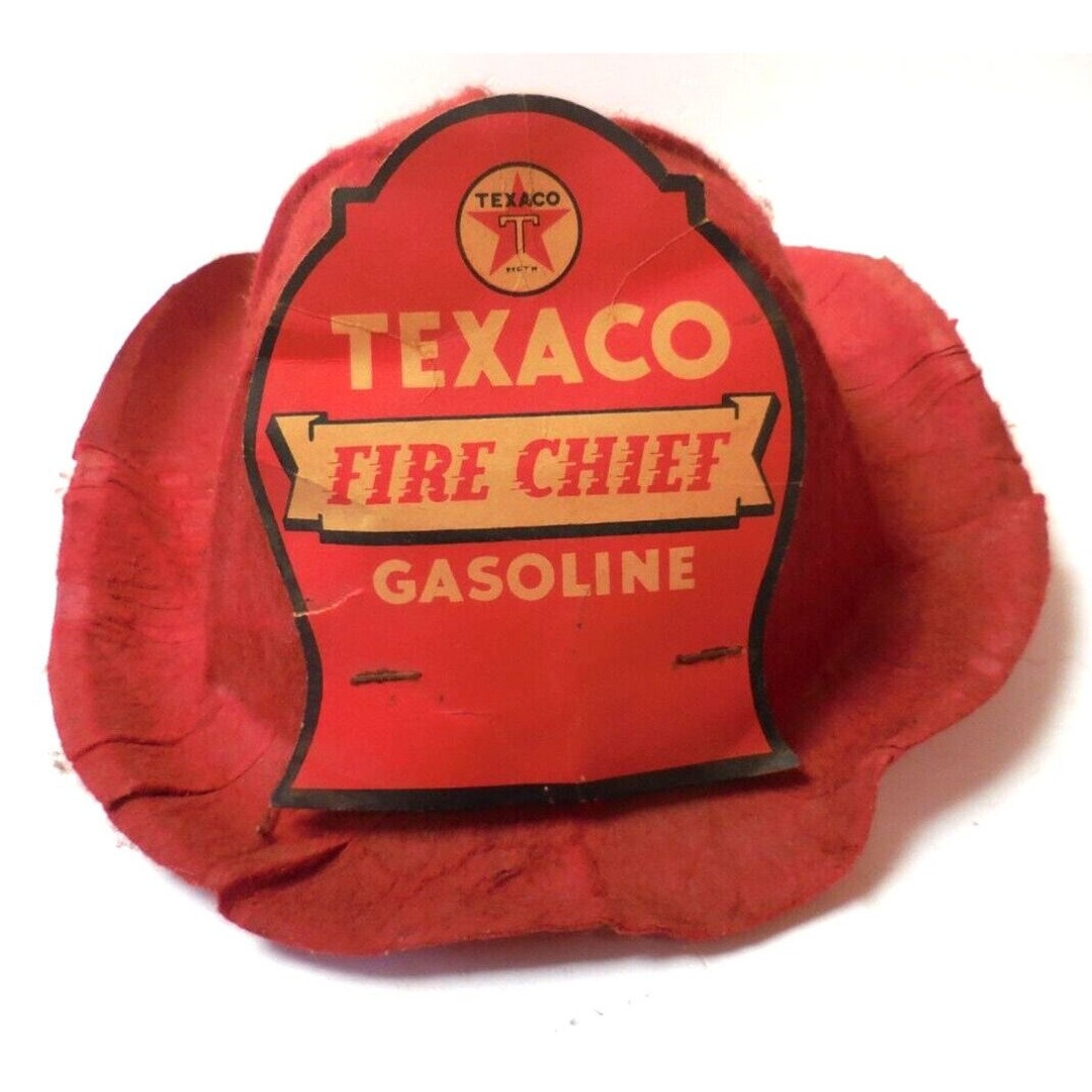 Vintage Texaco Oil Company Felt Fire Chief Childs Hat Advertising ...
