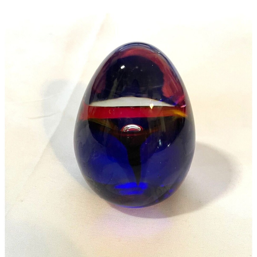Clear / Blue Pink Egg Shape Paperweight 2 1/4 X 1 3/4 W - Etsy