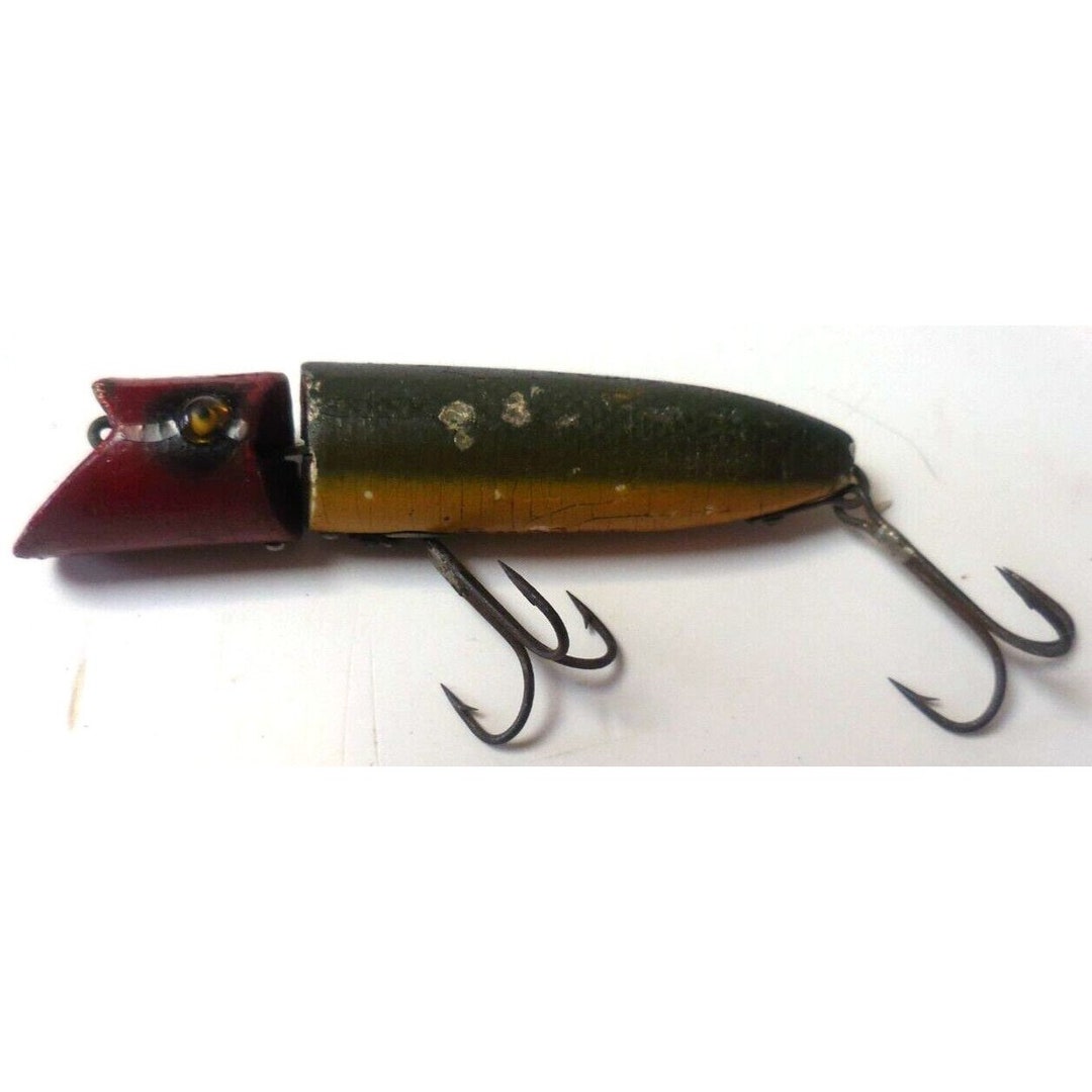 Vintage Heddon Zig Wag Jointed Wood Fishing Lure Antique Tackle Box ...