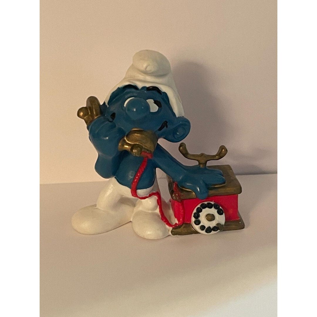 Smurf With Telephone Vintage Figure PVC Schleich - Etsy