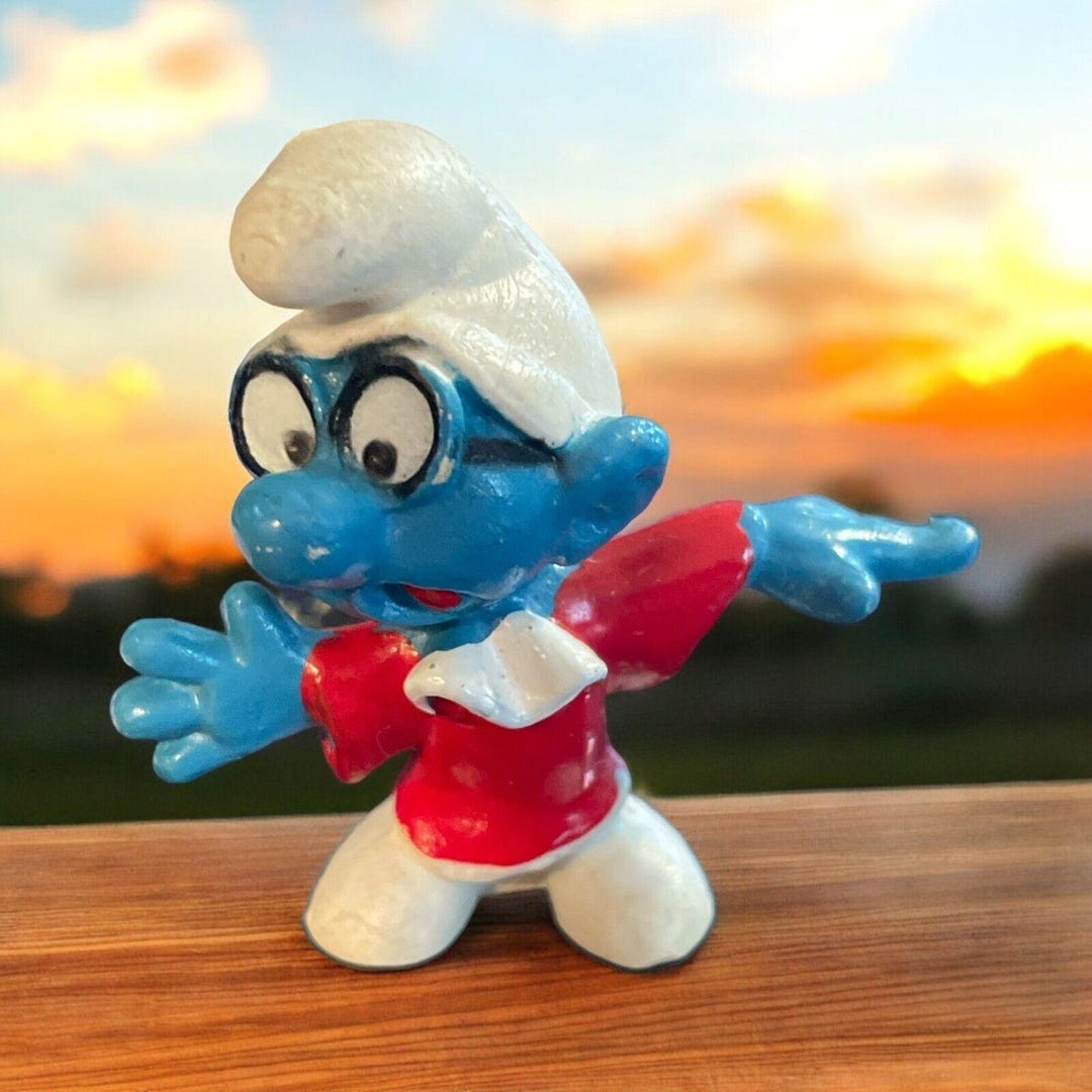 Smurfs Judge Brainy Smurf in Red Robe Figure Vintage 1971 Figurine PVC ...