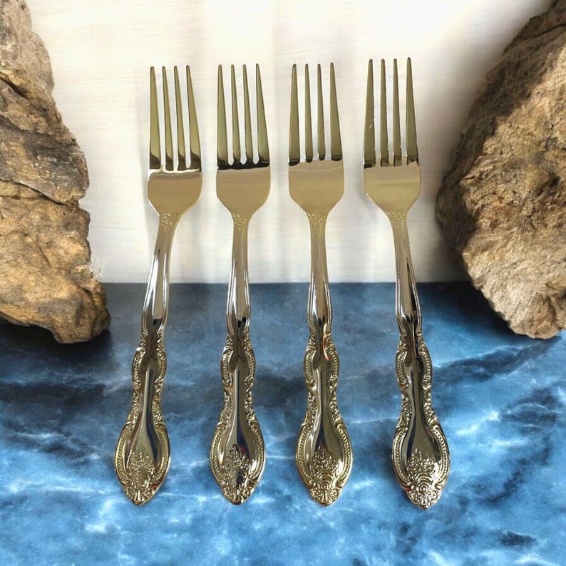 4 International SAN MARCOS Gold Plated Dinner Forks Flatware - Etsy