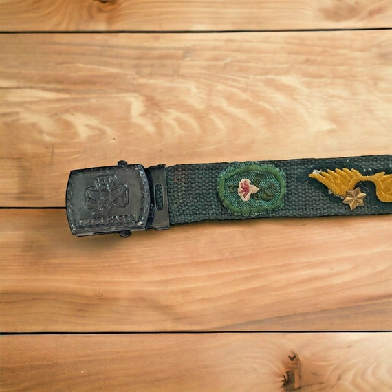 Vintage Girl Scout Scout Trefoil Buckle - Green Webb … - Gem