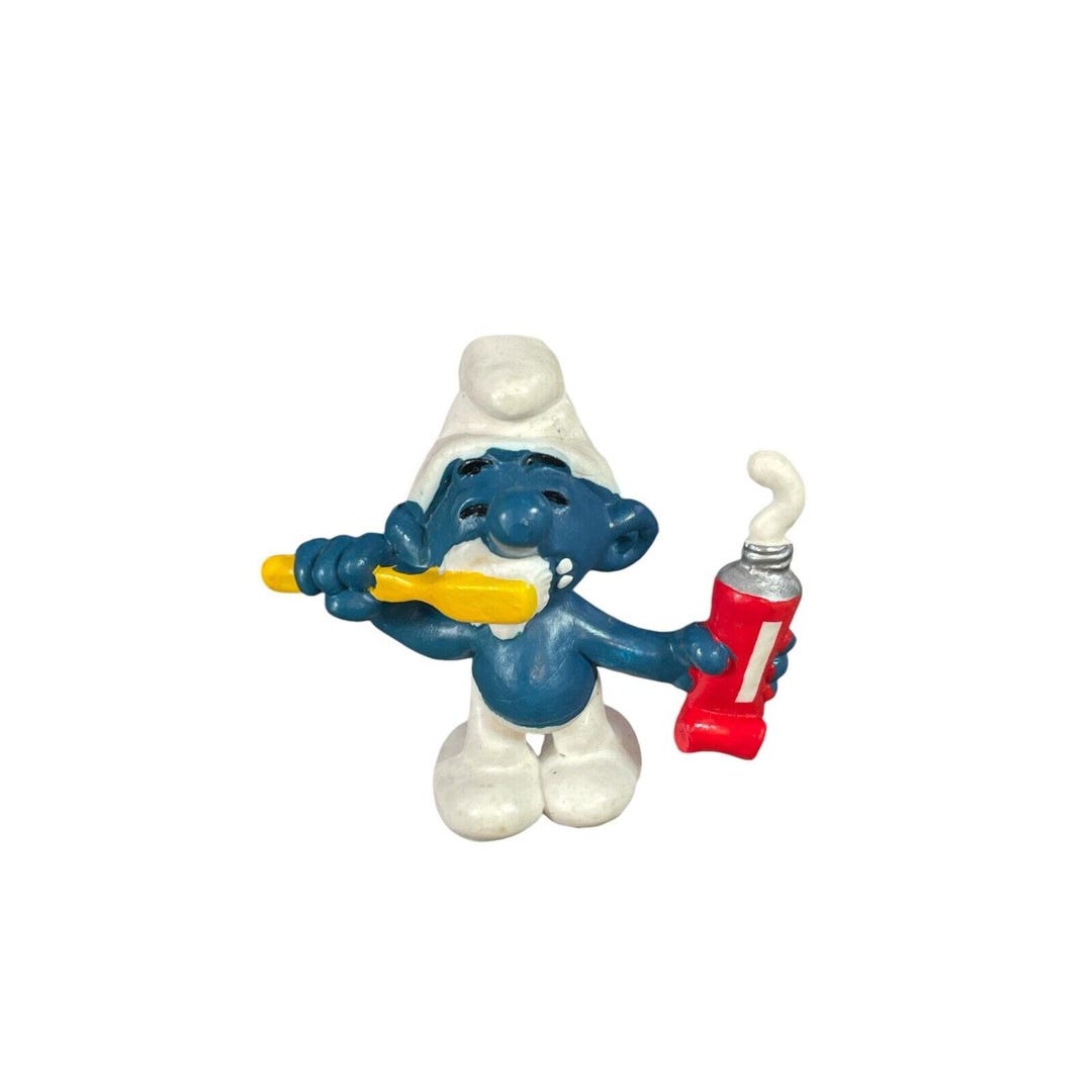 Smurfs Toothbrush Smurf Figure Brushing Teeth - Etsy