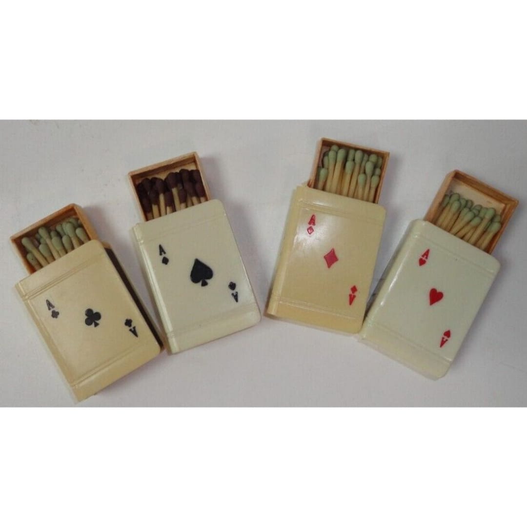 UNIQUE Set of 4 1920s Celluloid Match Book Cover. 4 Aces From a Deck of ...