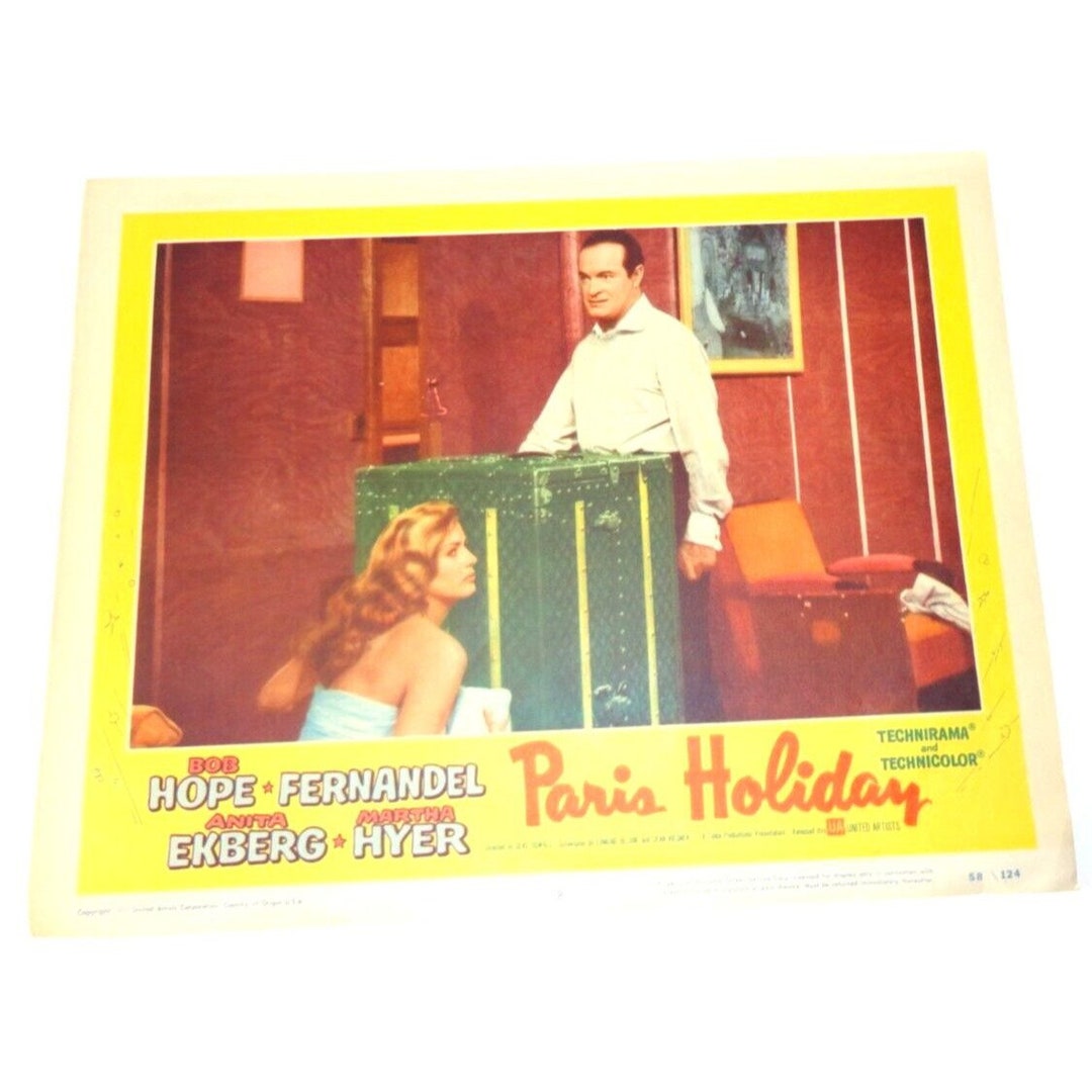 Vintage Original 1957 Bob Hope Paris Holiday Theatre Lobby Poster Ua ...