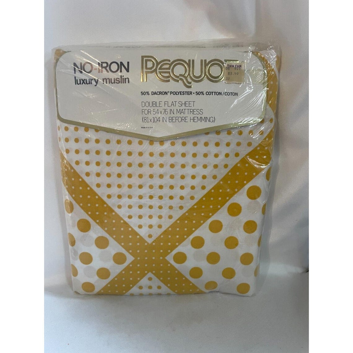 NOS Vintage Pequot Mod 60s MCM Yellow Patchwork Dot Full Flat Sheet - Etsy