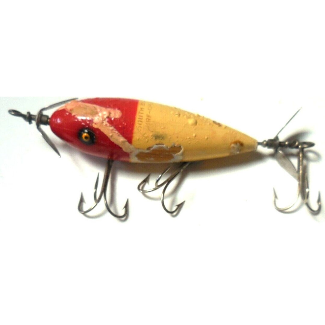 Vintage Large South Bend SURF-ORENO Wood Spinning Fishing Lure Bait 5 1 ...