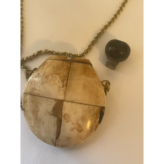 Vintage Perfume Bottle Pendant Necklace Ladybug - Gem