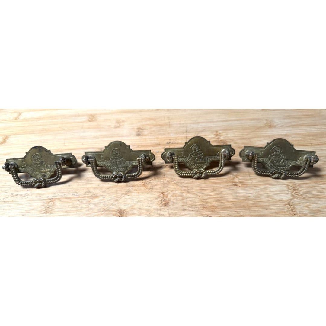Vintage Eastlake Victorian Style 4 Stamped Brass Drawer Pulls Rope ...