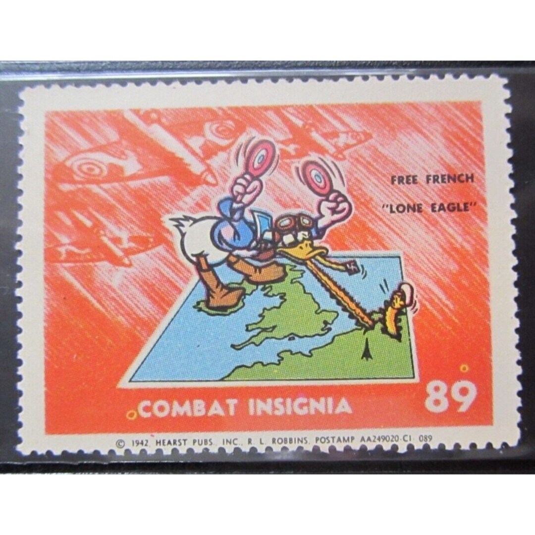 Vintage 1942 Free French "lone Eagle" Combat Insignia Donald Duck Stamp ...