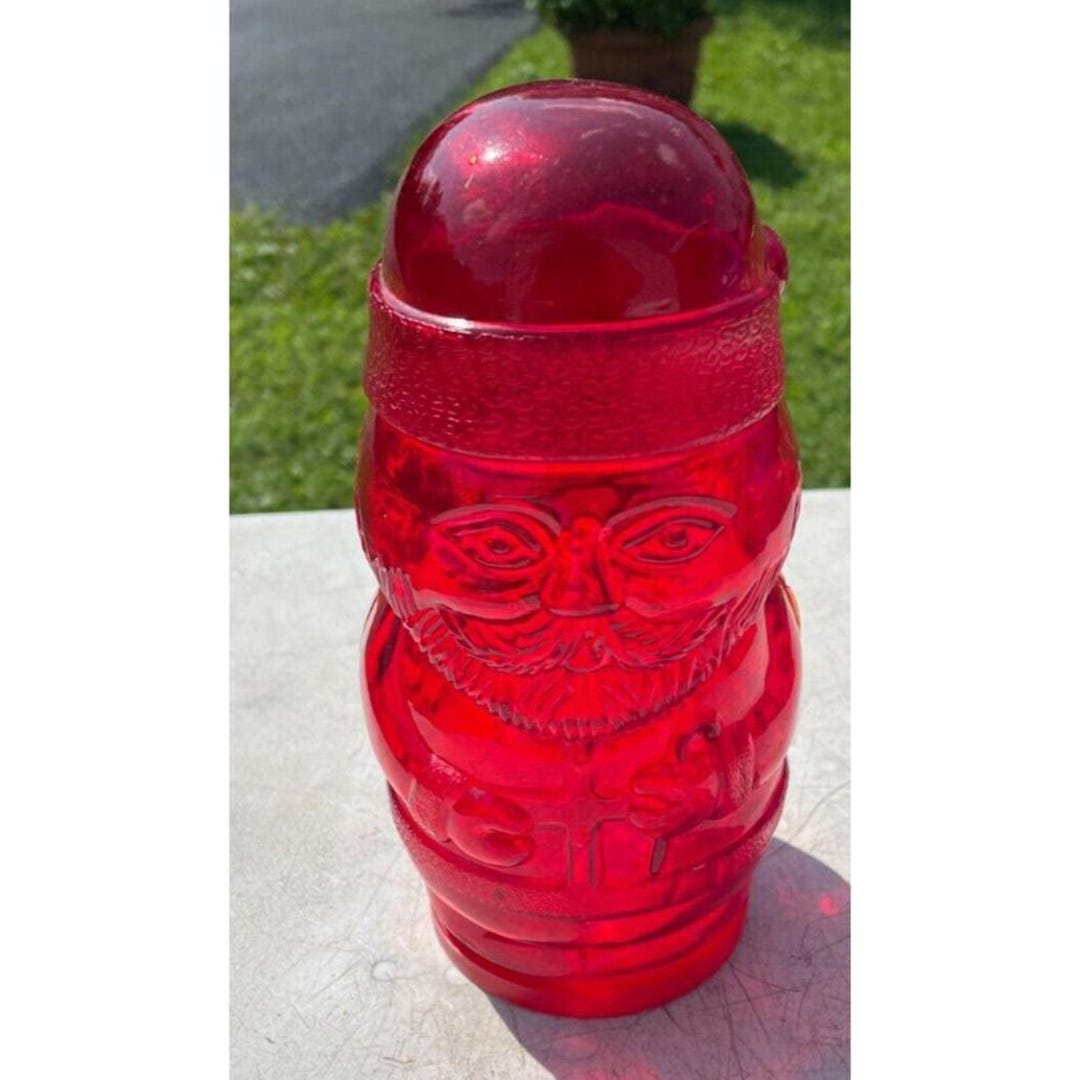 Red Santa Claus Hard Plastic Blow Mold Christmas Candy Container 7 Tall ...