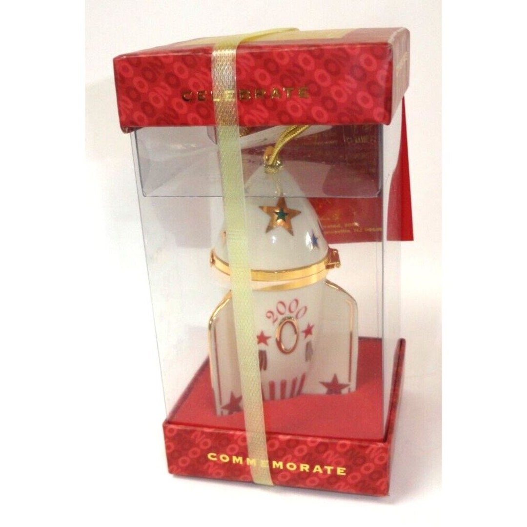 2000 Lenox Commemorative Rocket Ship Christmas Ornament Trinket Box NEW ...