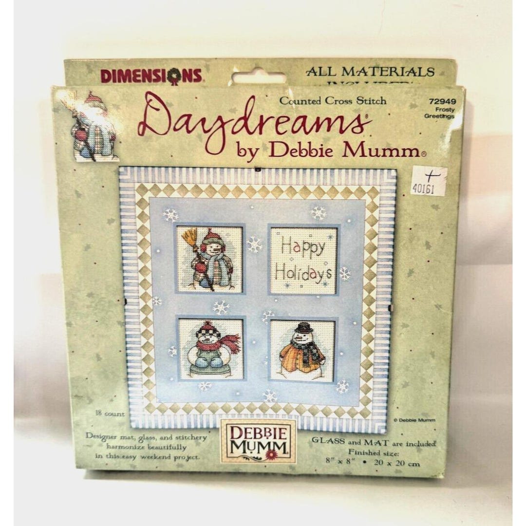 Dimensions Daydreams by Debbie Mumm Frosty Greetings 18ct Cross Stitch ...