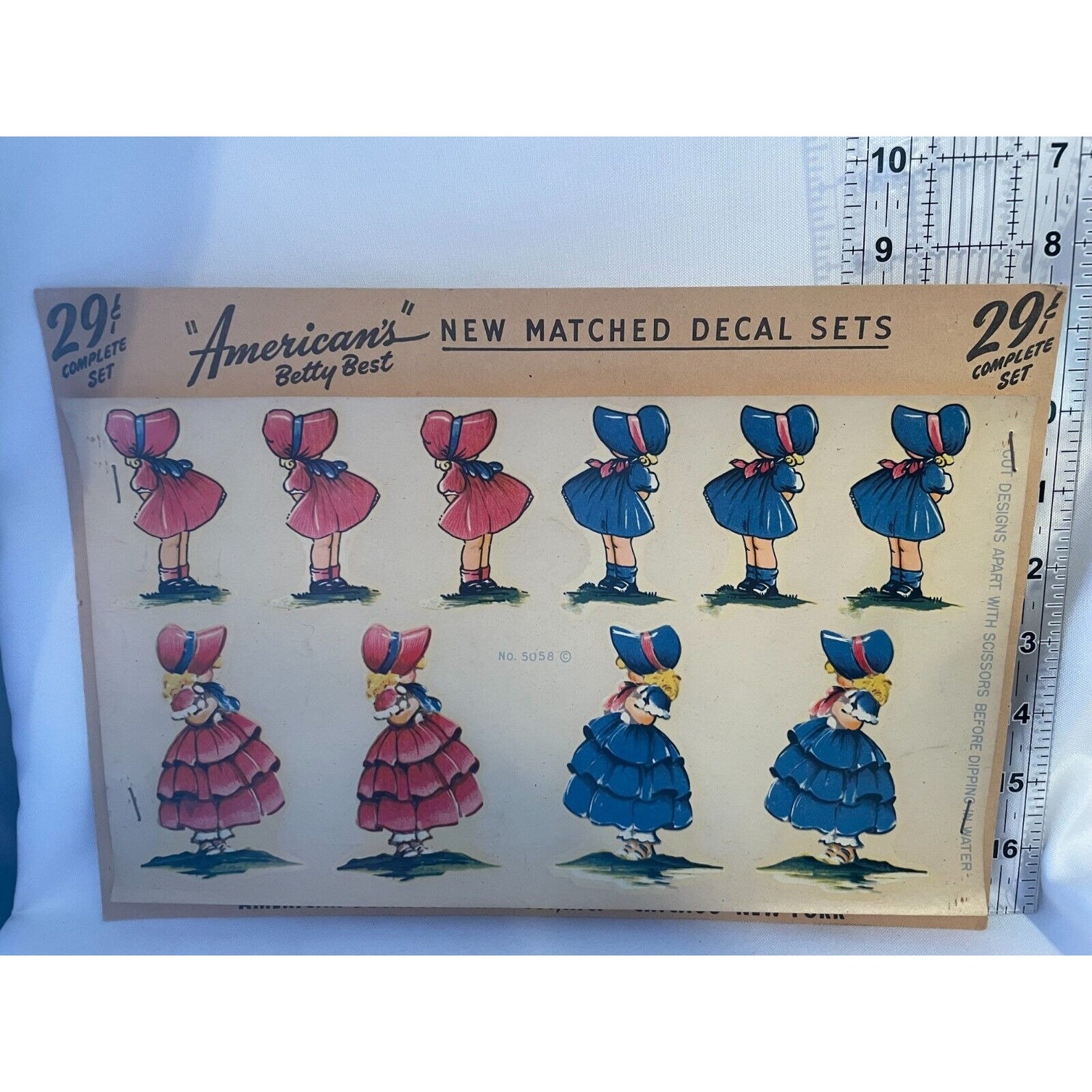 Vintage DECALS American's Betty Best Decalcomania 5058 GIRLS Full Sheet ...