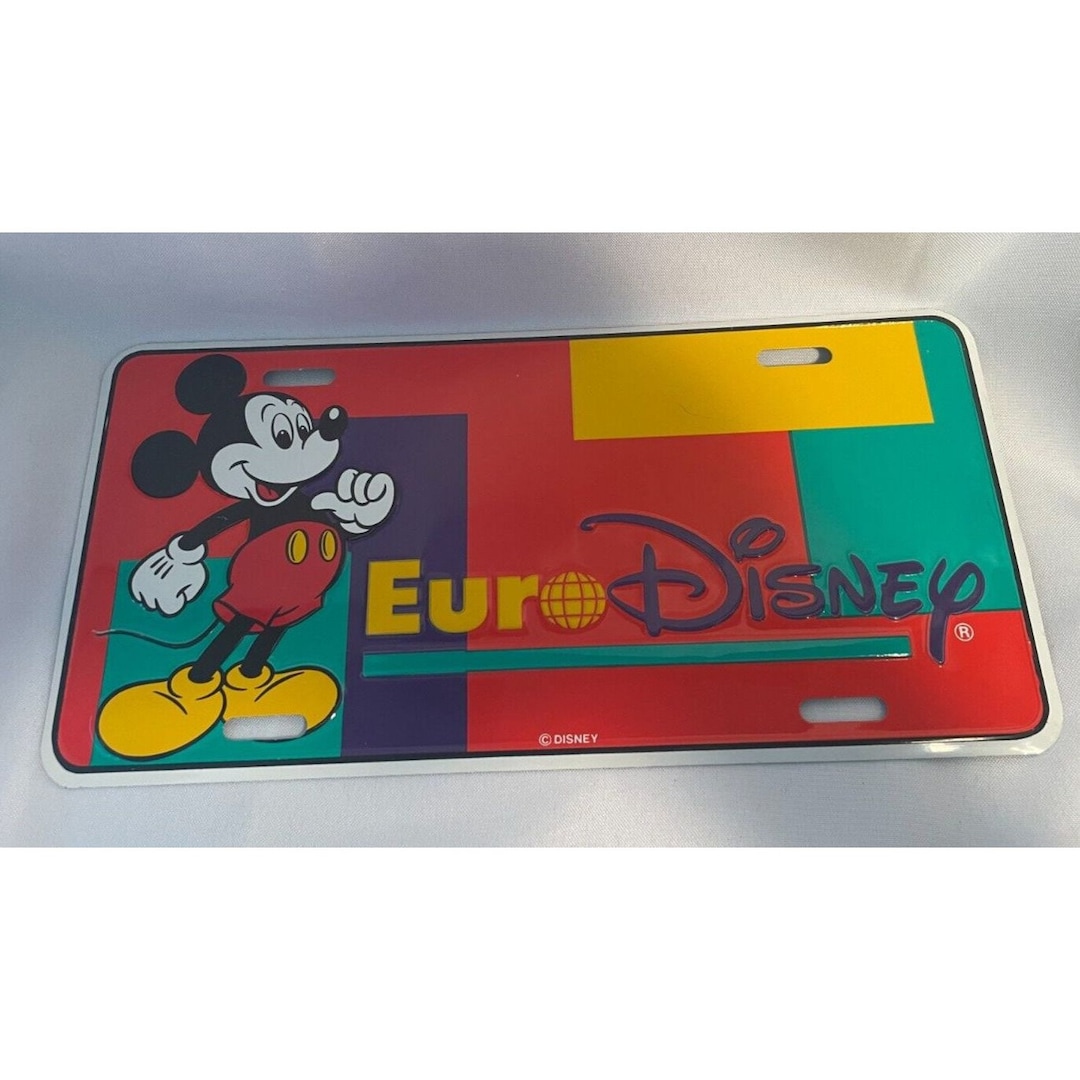 Vintage Euro Disney Mickey MOUSE LICENSE PLATE Metal - Etsy