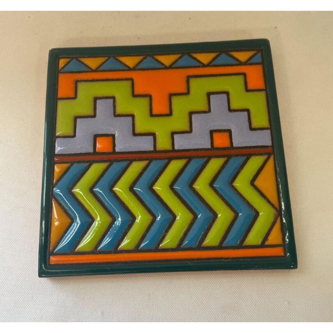 Glazed 4 Square Tile Aztec Designs Southwestern - Etsy