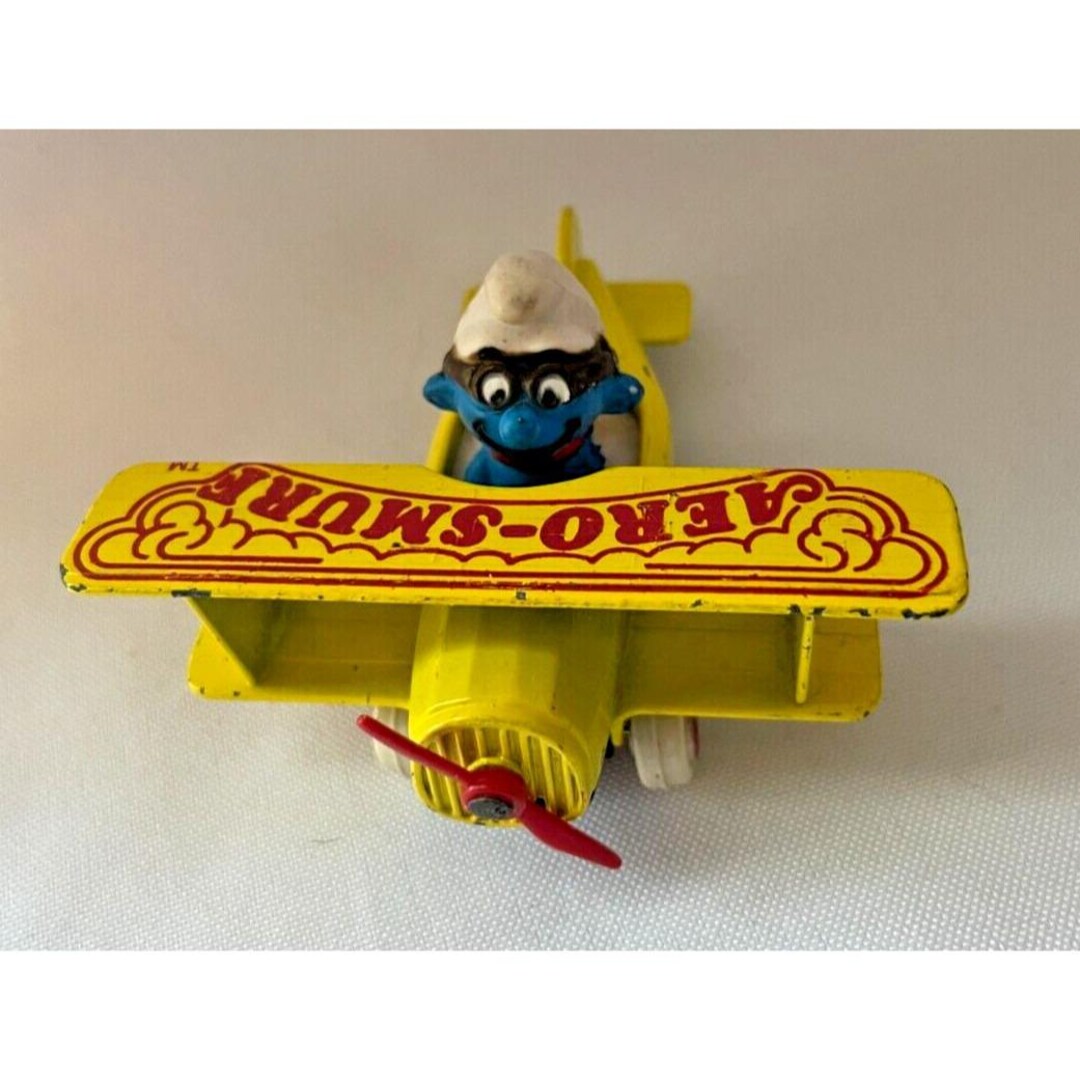 Vintage Smurf Smurfs Ertl Plane Aero-smurf Die Cast - Etsy