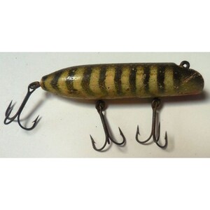 Vintage Fishing Lure Wood Black Stripe Tackle Bait 4" - Etsy
