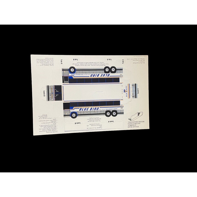 Unassembled Blue Bird Coach Lines Card Board Bus Bank Ansel Press ...