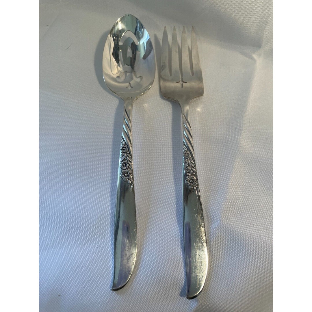 Oneida Wildwood I Always Pierced Slotted Spoon & Meat Fork - Etsy