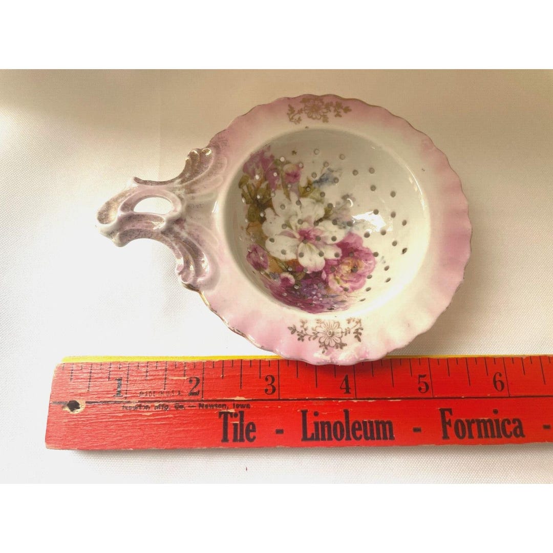 Vintage White & Pink With Multi Color Flowers Tea Strainer - Etsy