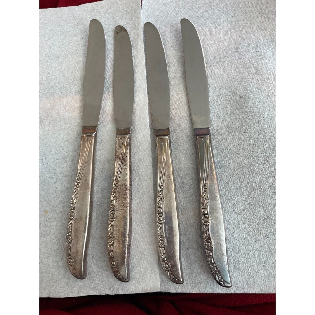 Vintage Wm. A. Rogers Oneida Brittany Rose Knives, Set of 4 - Etsy