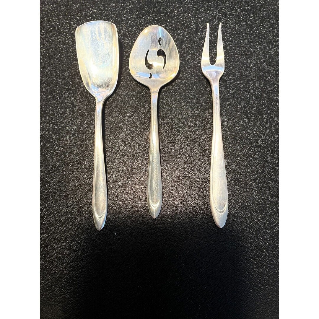 MERIDEN Siverplate Bon Bon , Relish Serving Spoon Pickle Fork FIRST ...