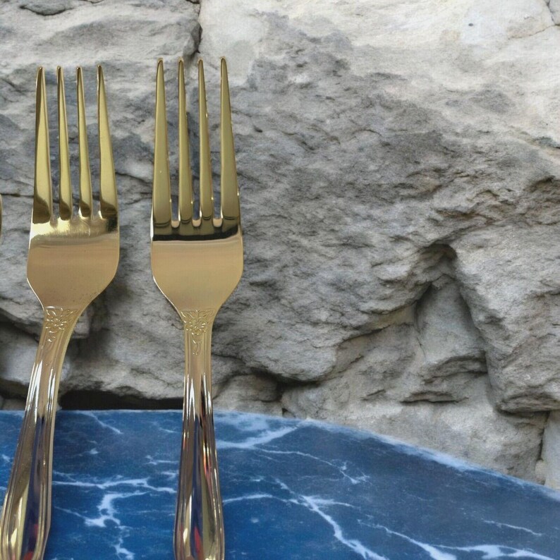 4 International SAN MARCOS Gold Plated Dinner Forks Flatware - Etsy