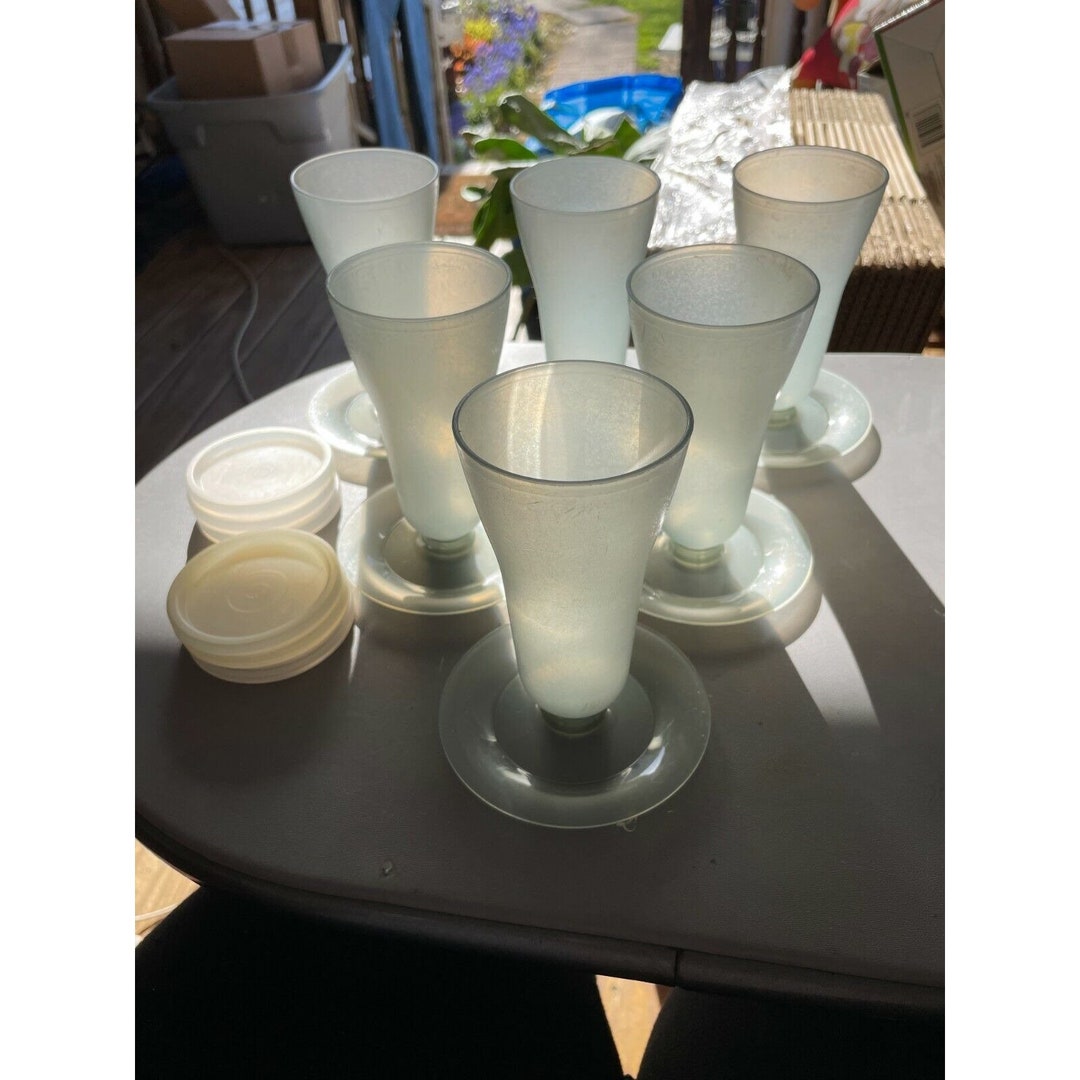6 Vintage Tupperware Tall Pudding Parfait Sundae Dessert Cups/lids 754 ...